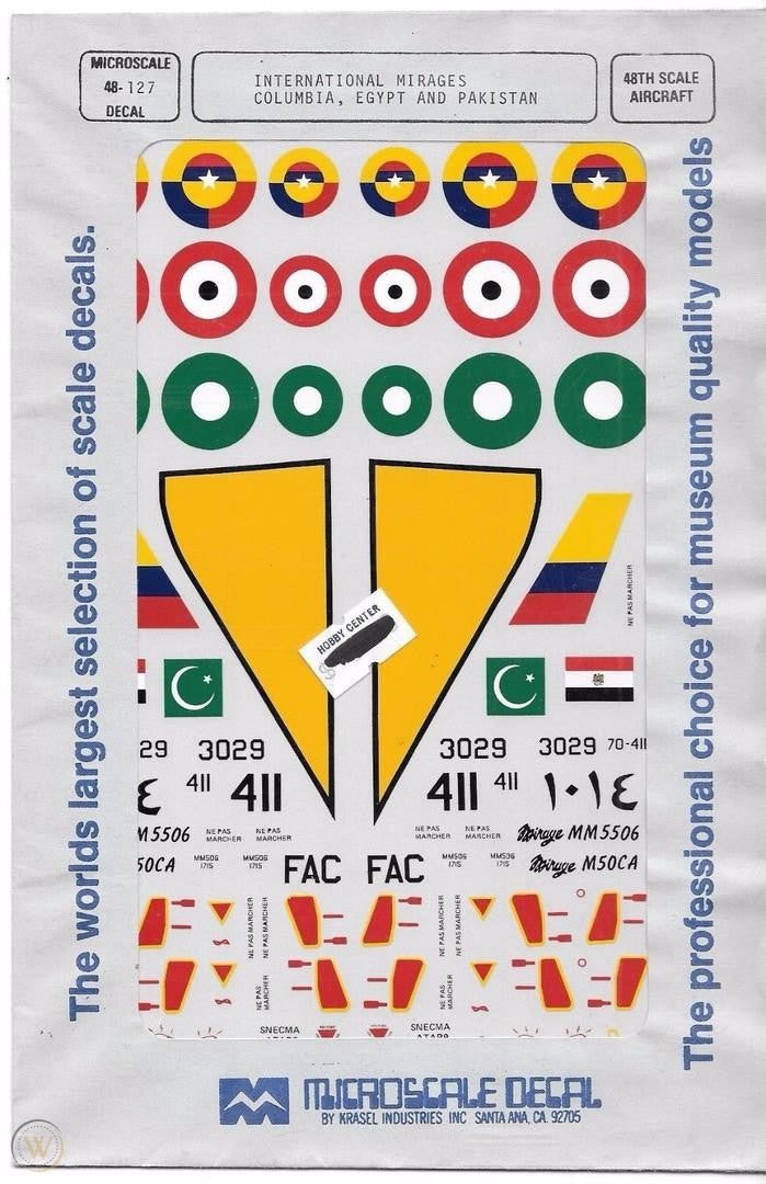 Dassault Mirage 5 International Markings 1/48 Scale Decal Sheet Micros